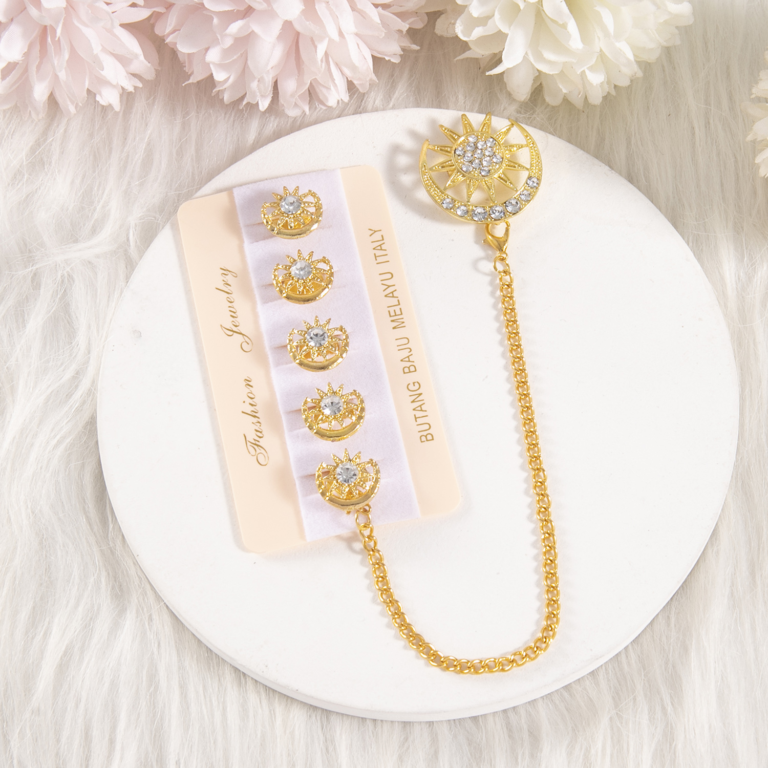 New Muslim brooch 1 set Fashion Butang Baju Melayu Keris Bulan Bintang ...