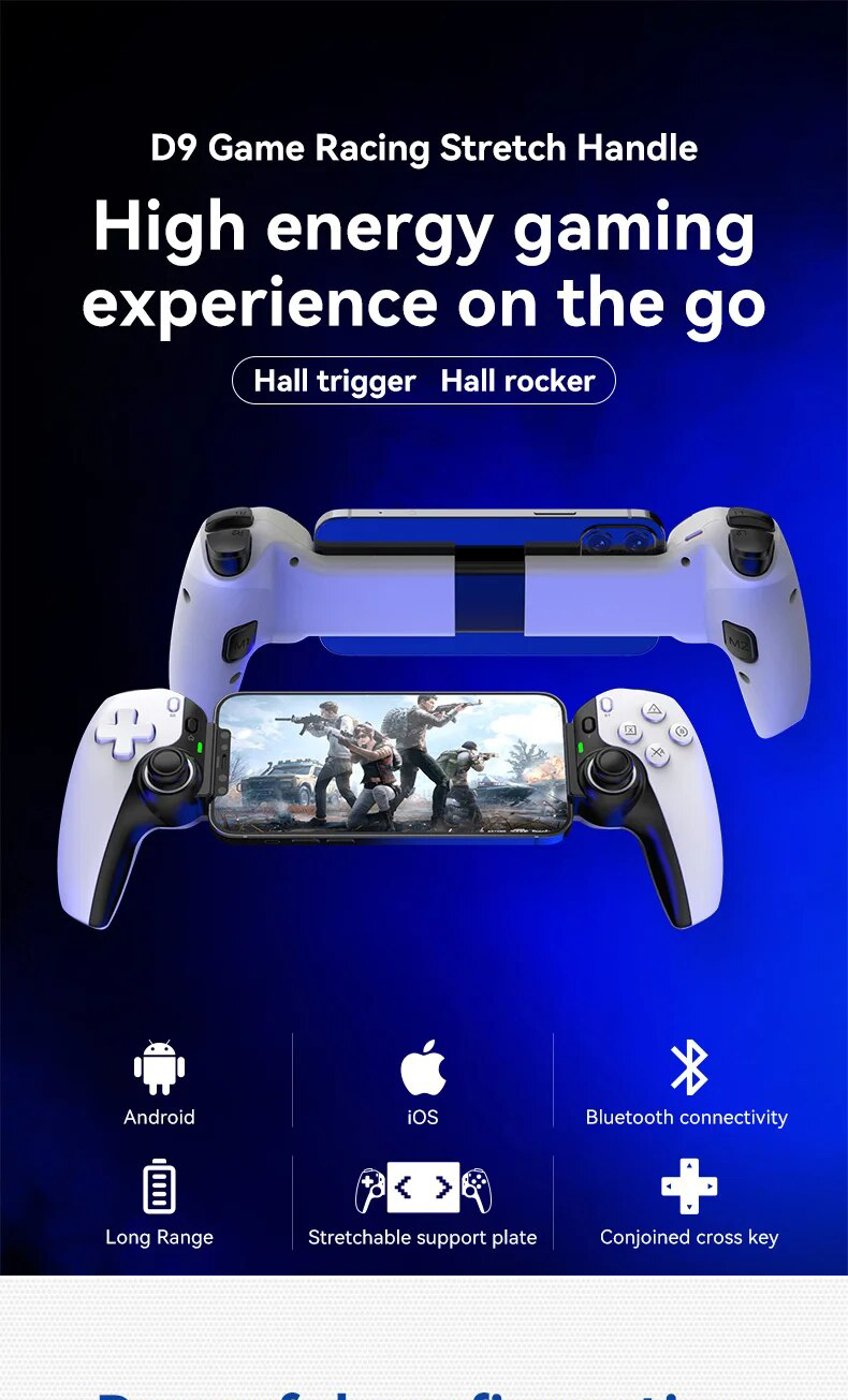 BSP D8+/D8pro/D9/D10/D10s/D11 Mobile Phone Stretching Game Controller Wireless Bluetooth PC ...