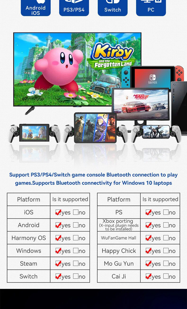 BSP D8+/D8pro/D9/D10/D10s/D11 Mobile Phone Stretching Game Controller ...