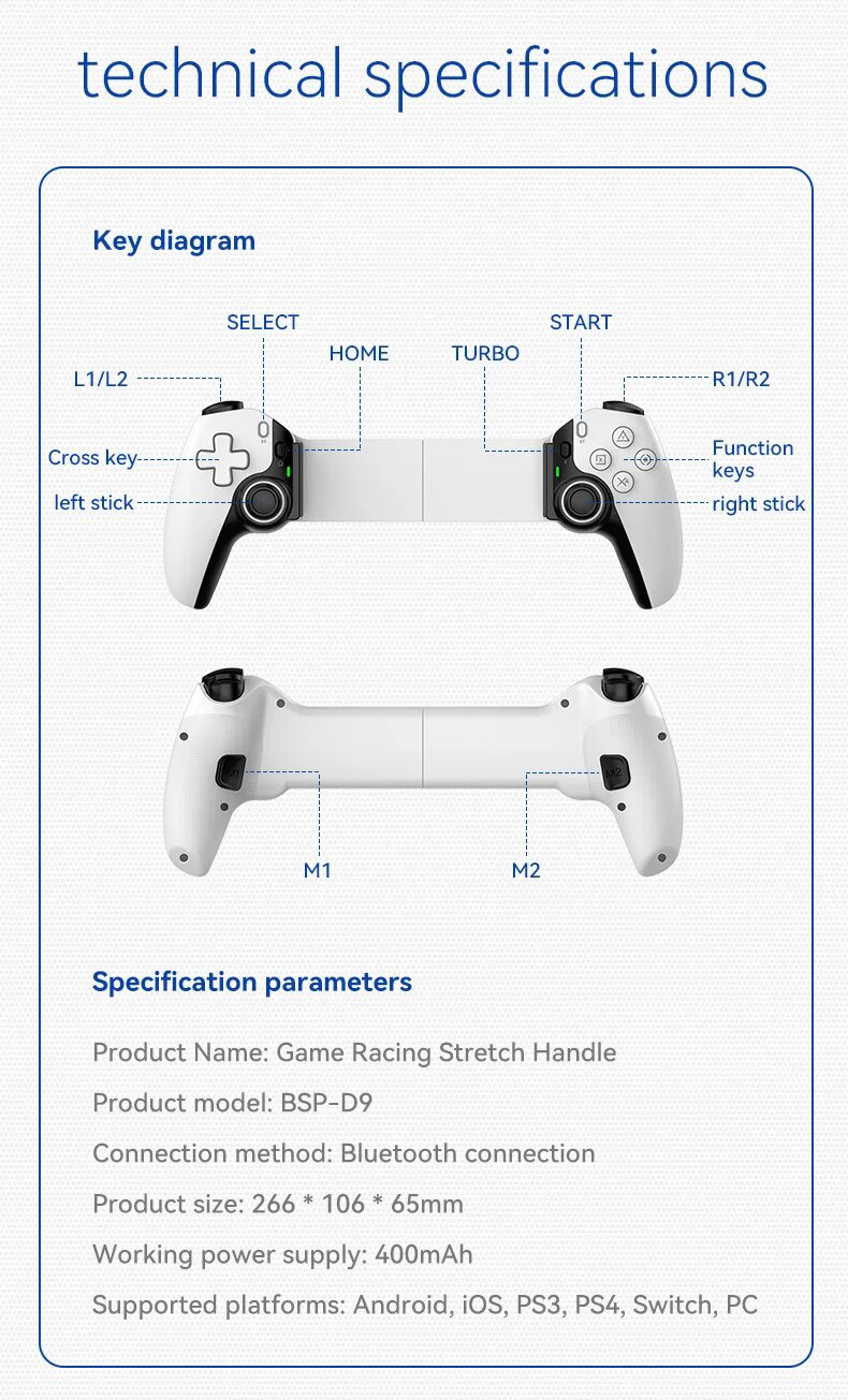 BSP D8+/D8pro/D9/D10/D10s/D11 Mobile Phone Stretching Game Controller ...