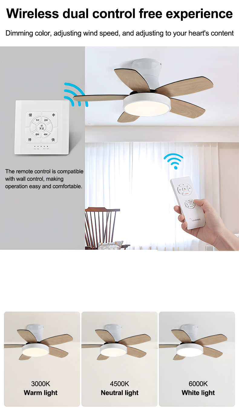 Ceiling Fan With Light 6 Speed Strong Winds Remote Nordic Kipas Siling ...