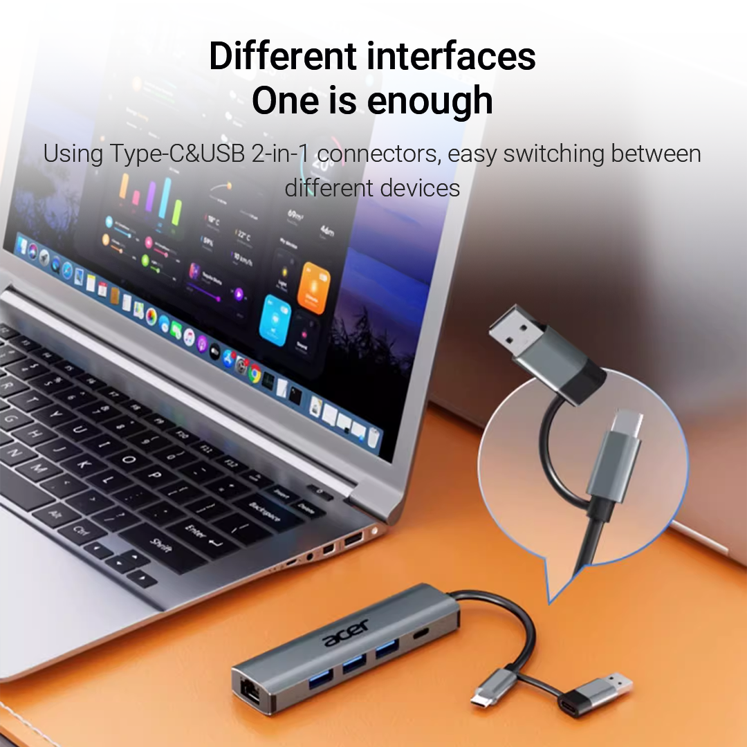 Acer Docking Station HY41-T4 Type-C Gigabit Ethernet Cable Adapter USB ...