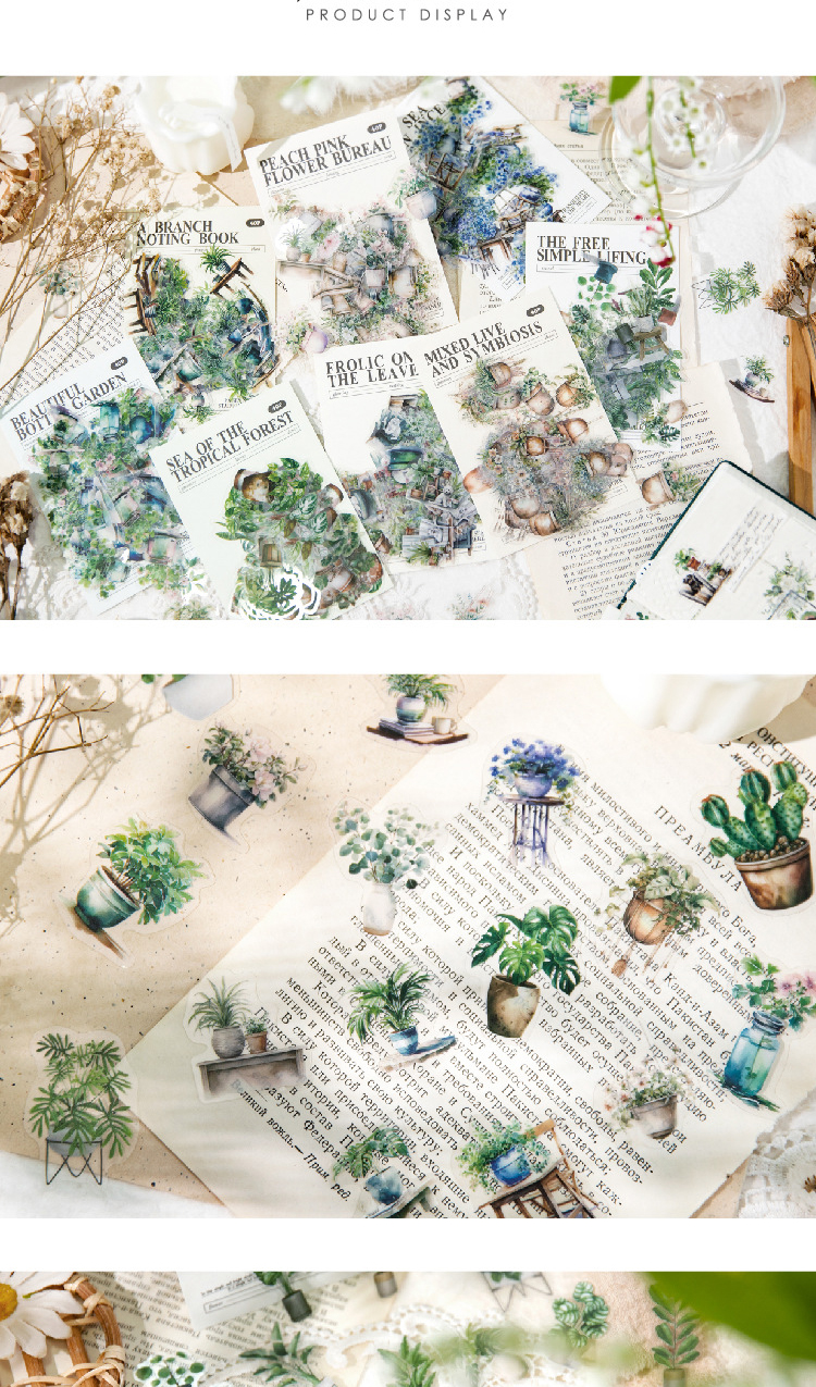 ENWEI 40 Pcs [Green Home Series] Simplicity Journal Stickers PET ...