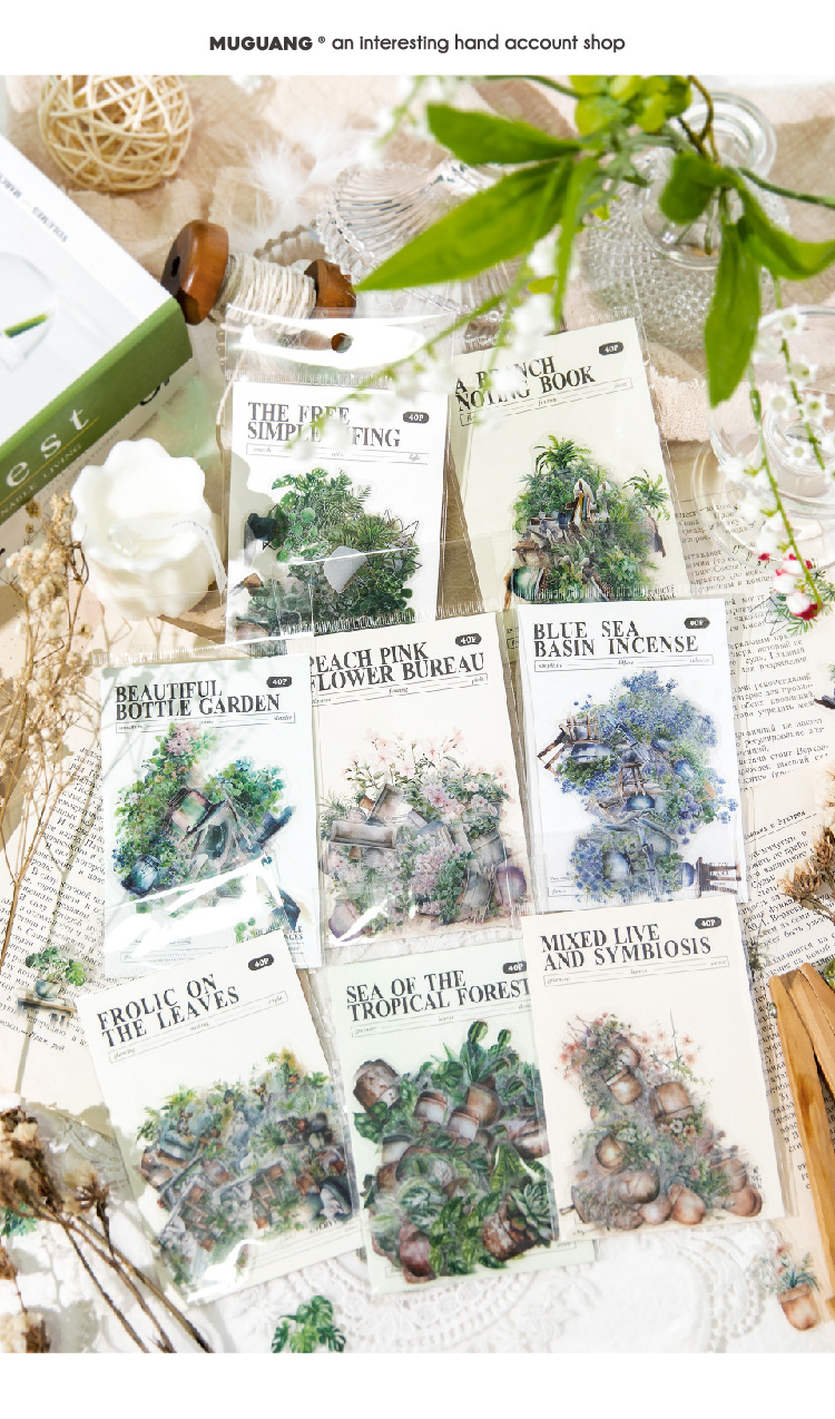 ENWEI 40 Pcs [Green Home Series] Simplicity Journal Stickers PET ...