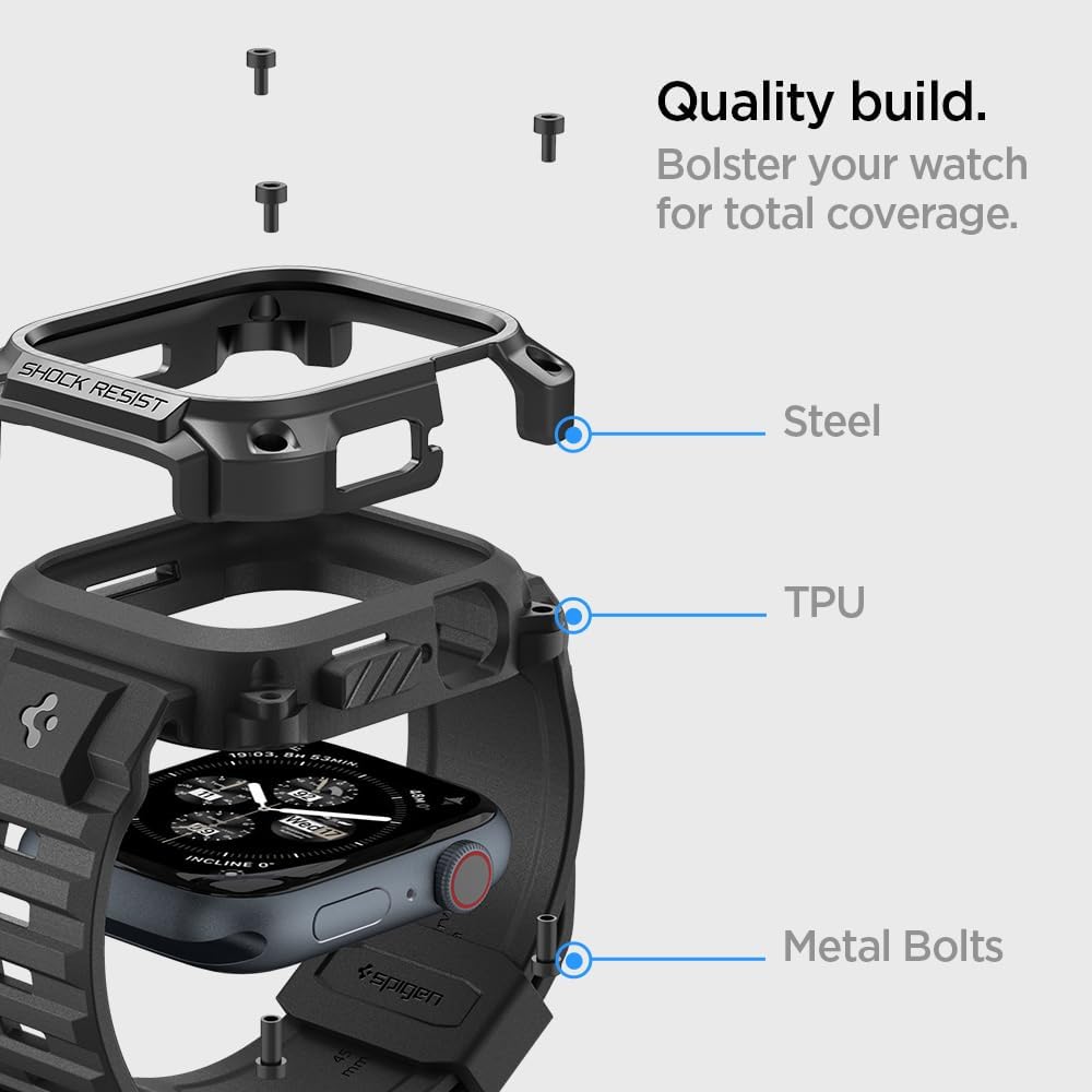 Spi gen Tough Armor Pro Metal Case + Silicone Strap for iWatch Ultra 2 ...