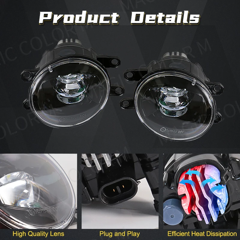 2PCS 3.5 Inch LED Fog Lamps For Toyota Corolla RAV4 Camry Yaris Prius ...