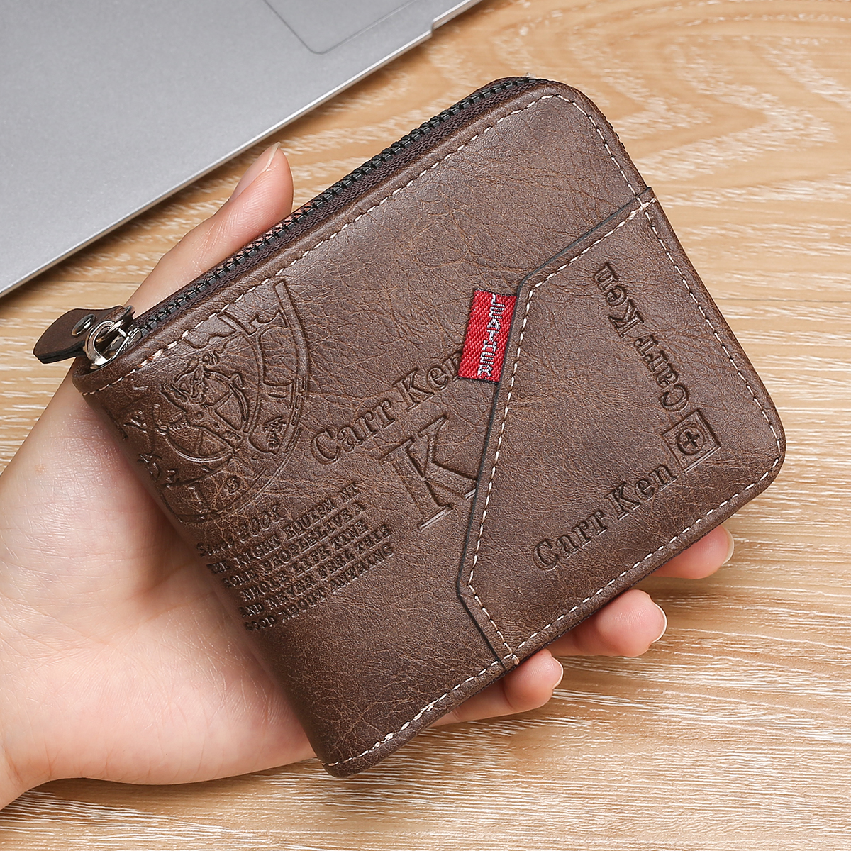1 Piece Men's Business Zipper Short Wallet Youth Fashion Stitching ...