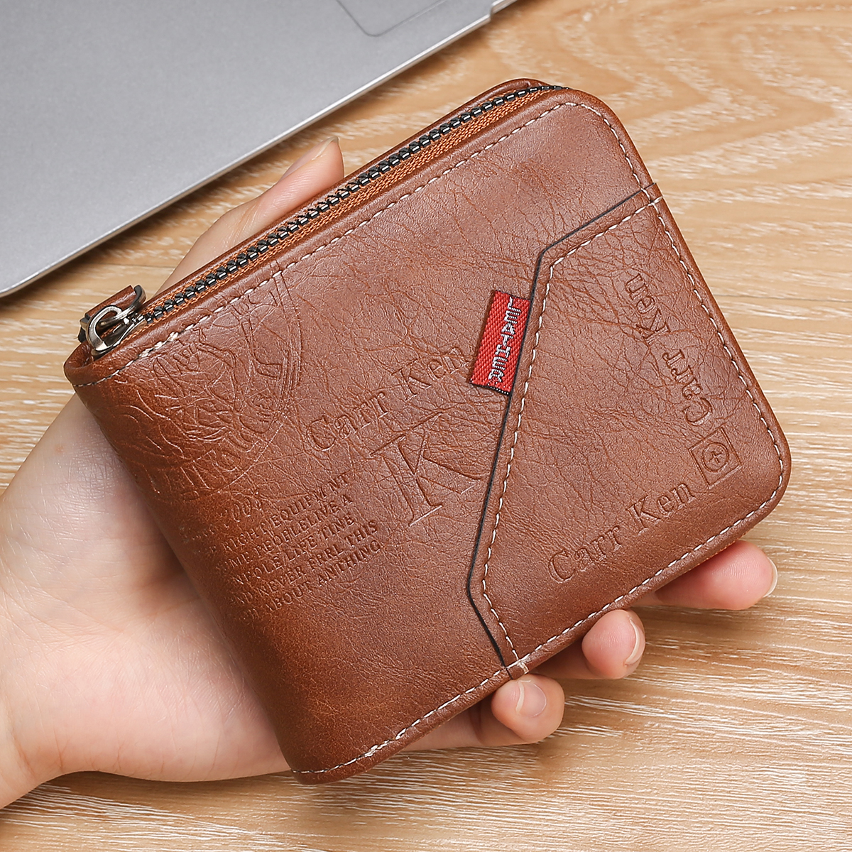 1 Piece Men's Business Zipper Short Wallet Youth Fashion Stitching ...