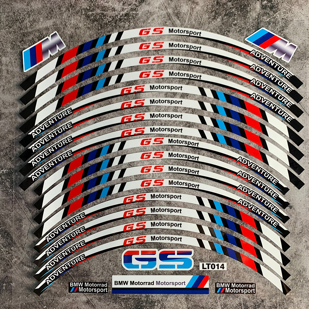 16 PCS Reflective Motorcycle GS Stickers Outer Wheel Rim Sticker Film ...