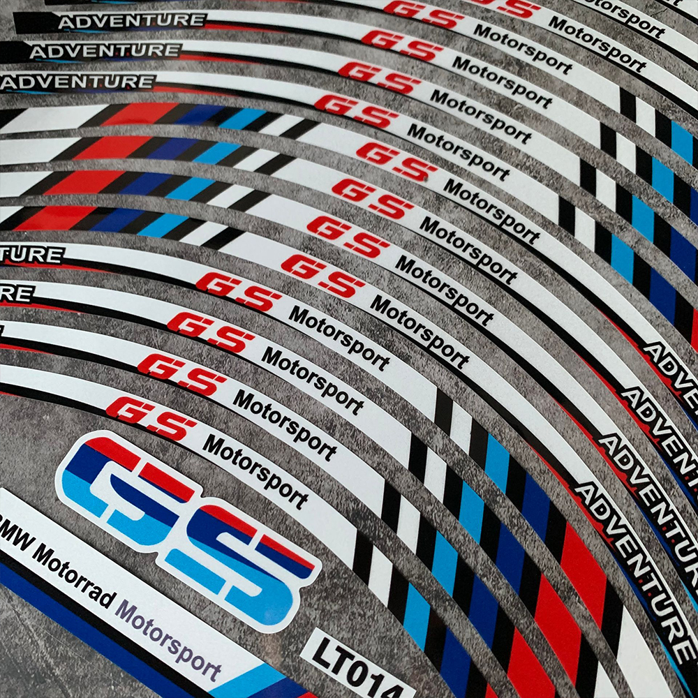 16 PCS Reflective Motorcycle GS Stickers Outer Wheel Rim Sticker Film ...