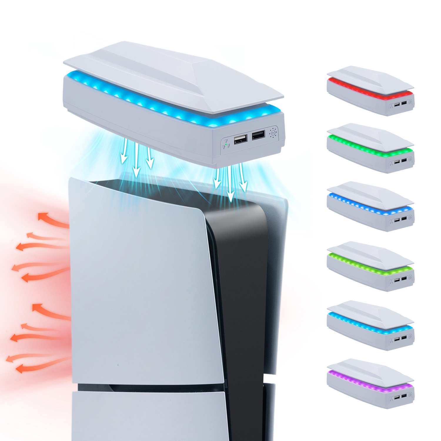 Upper RGB Cooling Fan for PS5 Slim Console - White (NOT for PS5 Console ...