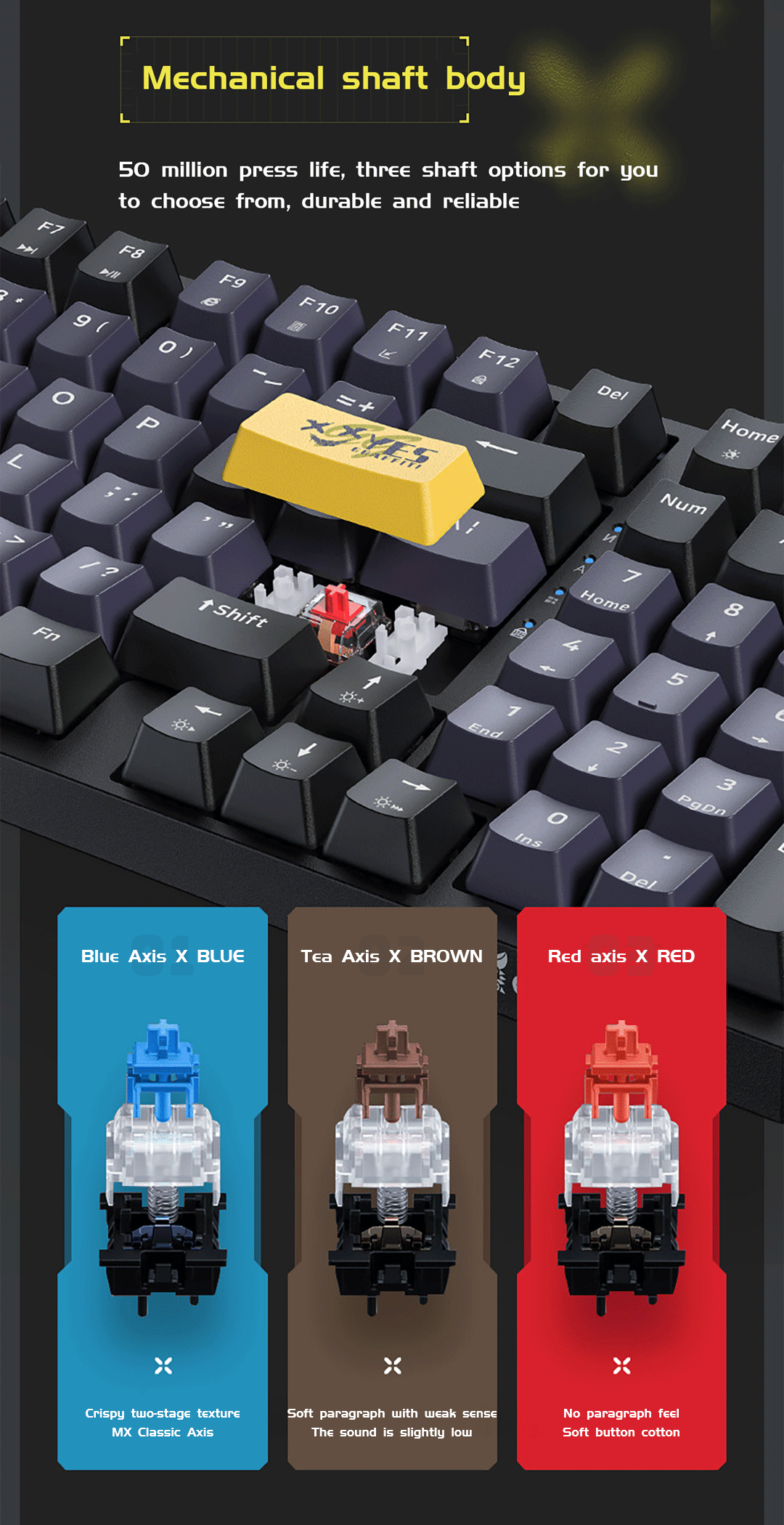 ONIKUMA G38 Wired Mechanical Keyboard With RGB Light, 98 Keys Gamer For ...