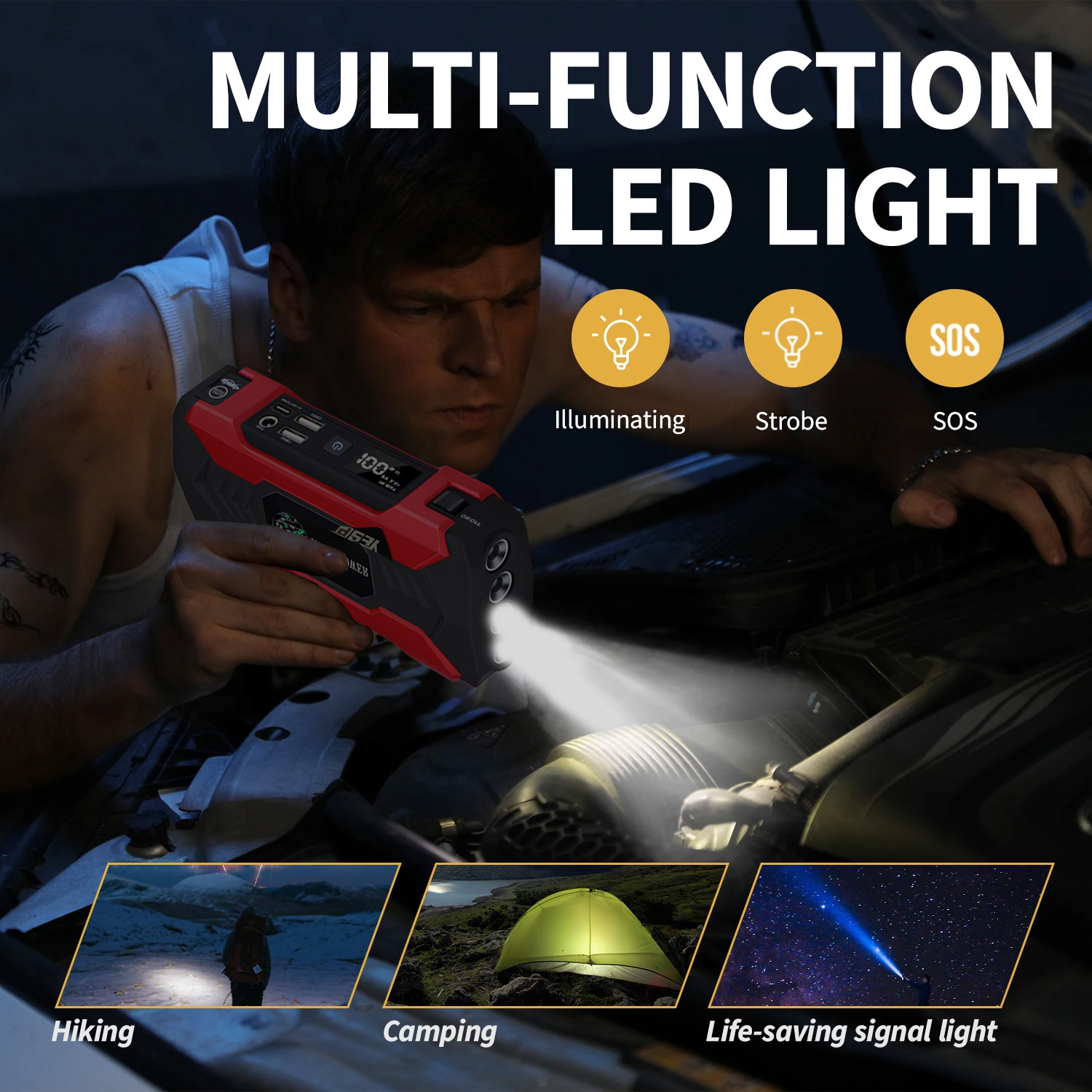 Car Power Bank 99800Mah High Power Multi-function Car Jump Starter ...