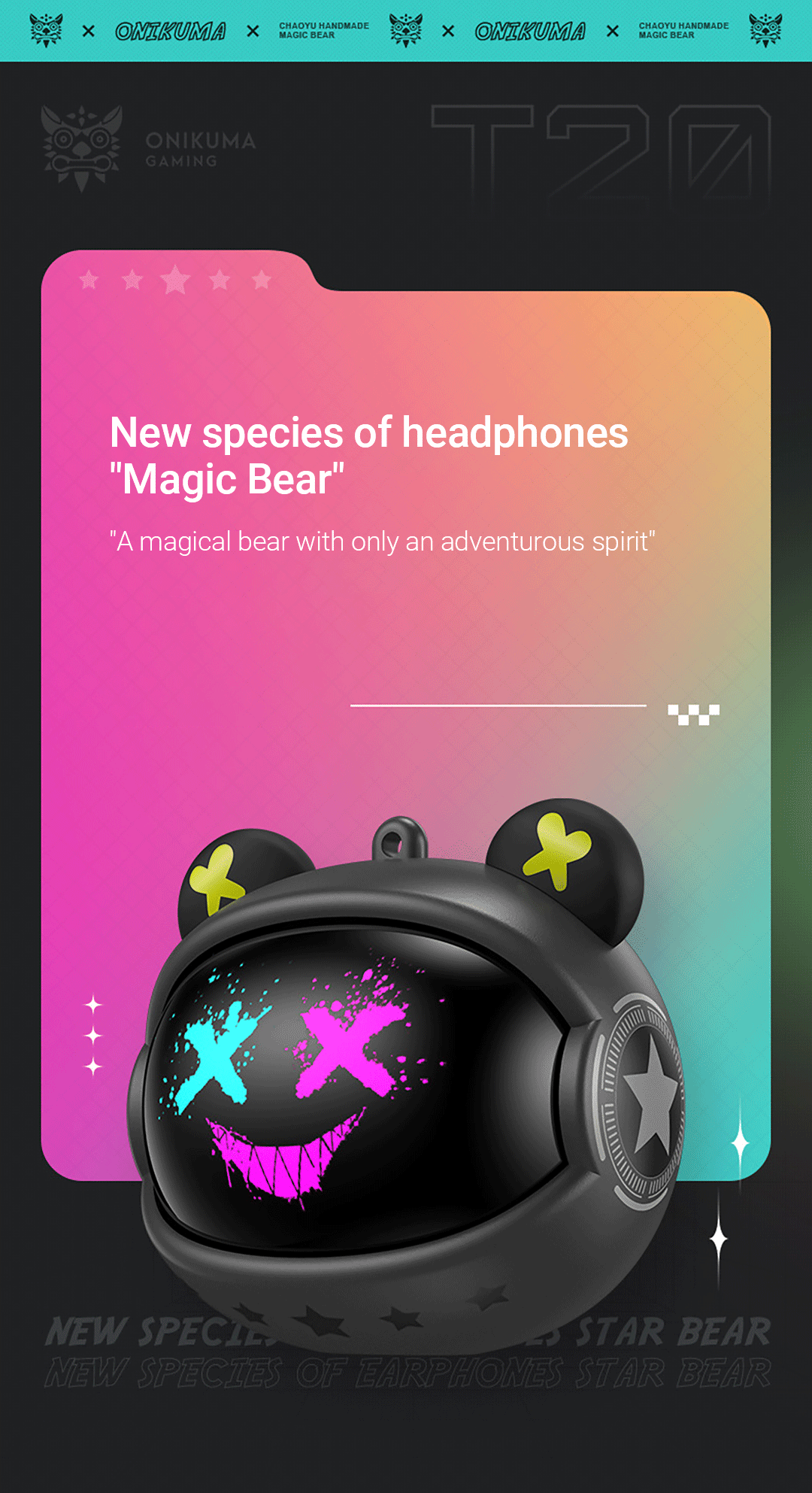 ONIKUMA T20 TWS Cyberpunk Design Bluetooth Gaming Headset With Charging ...