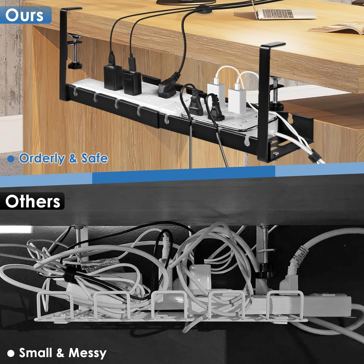 Extendable Under Desk Cable Management Wire Organizer Tray Table PC ...