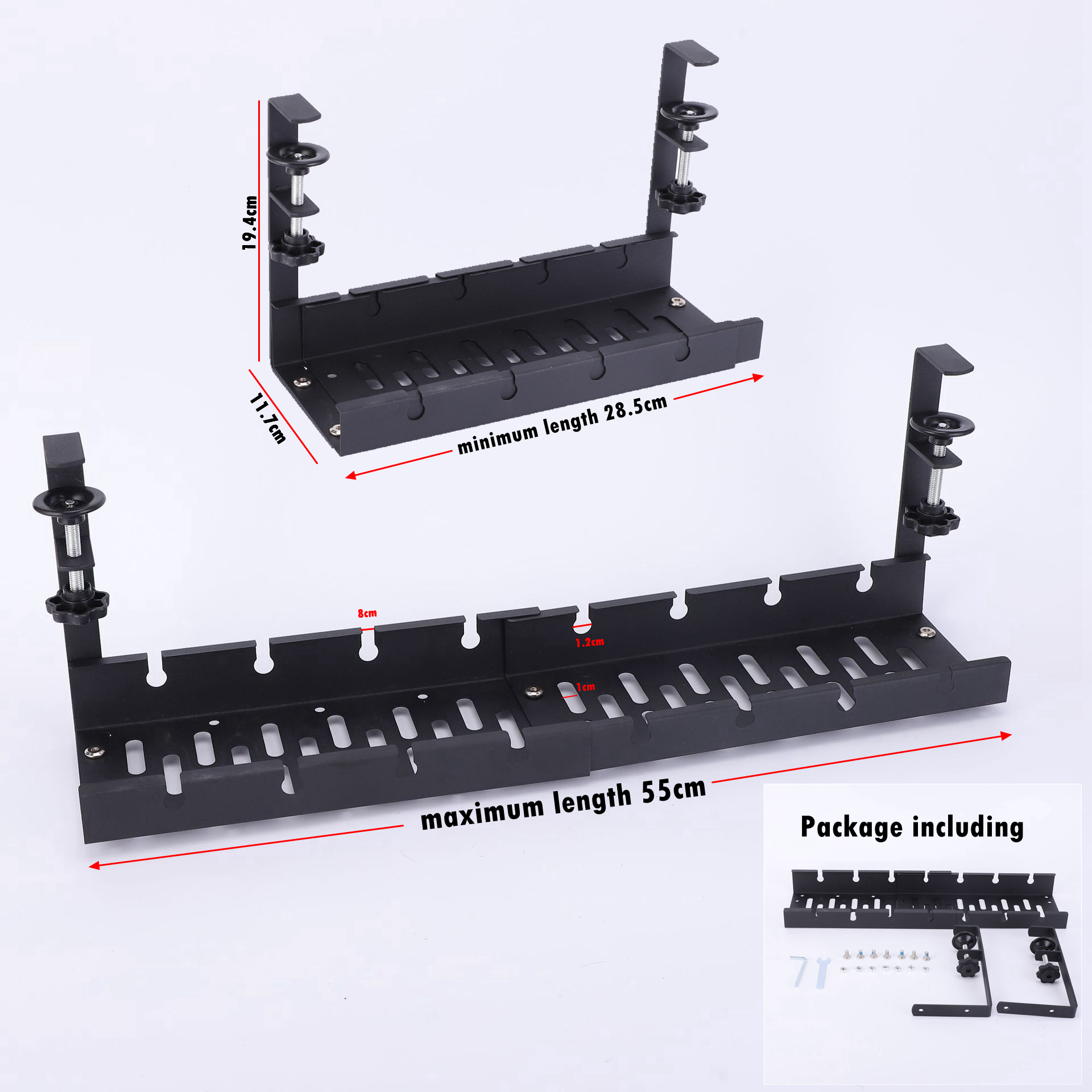 Extendable Under Desk Cable Management Wire Organizer Tray Table PC ...