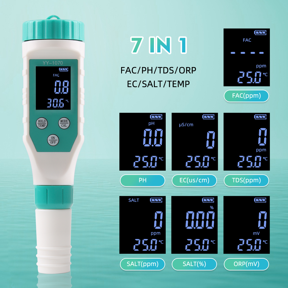 Yieryi Swimming Pool Residual Chlorine Tester PH Meter ORP CL Chlorine ...