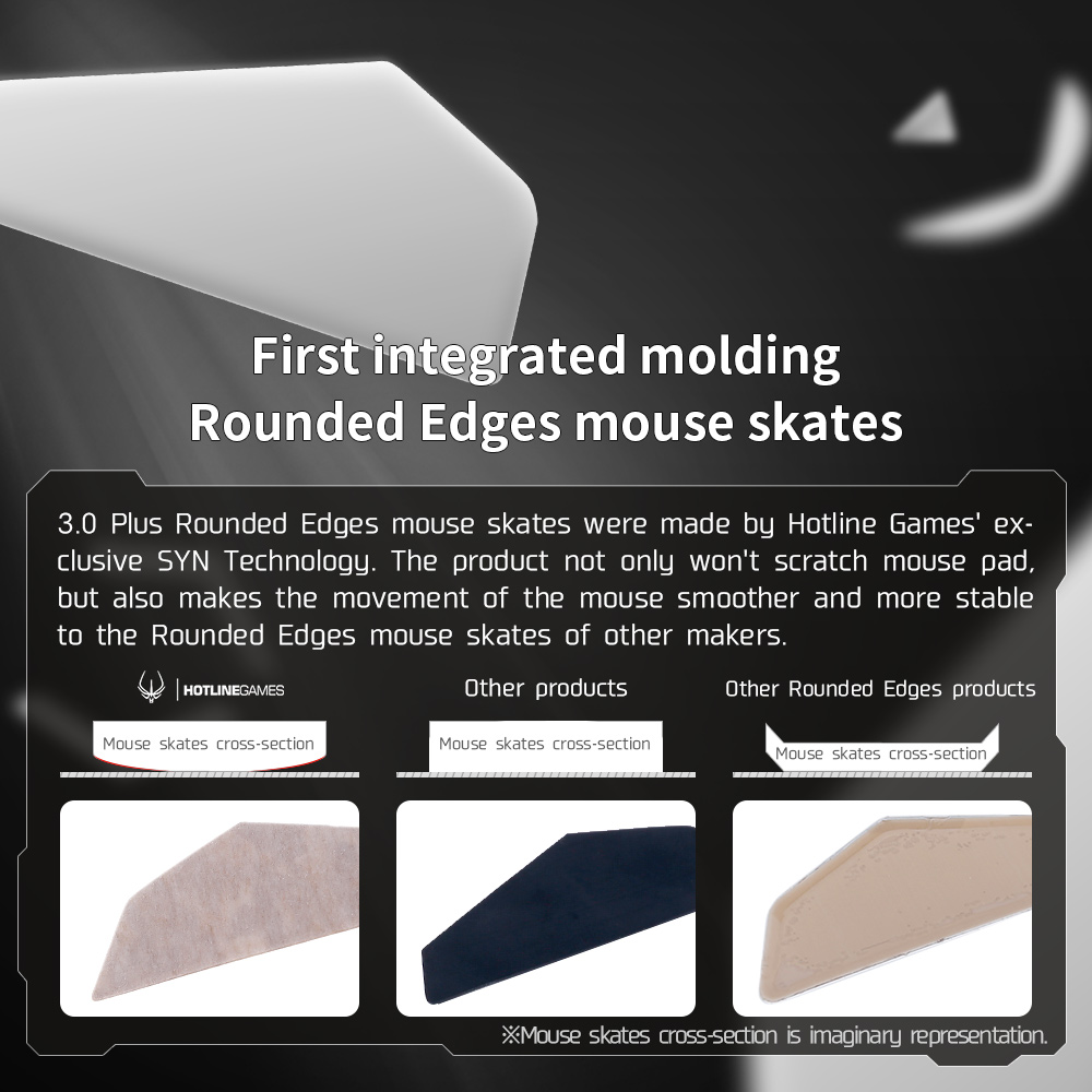 2 Sets Hotline Games 3.0 Plus Gaming Rounded Curved Edges Mouse Feet ...