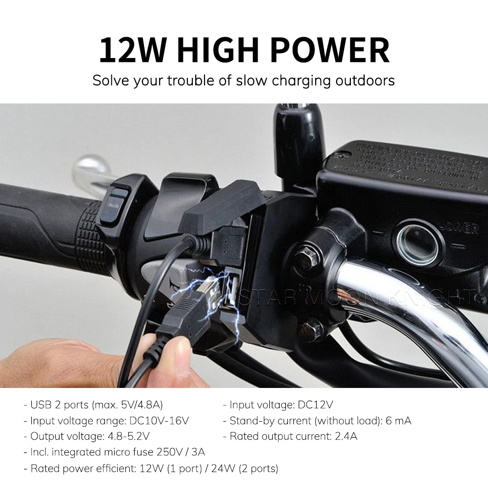 Motorcycle Dual USB Charger Plug Socket Adapter For BMW R1250R R1200R ...