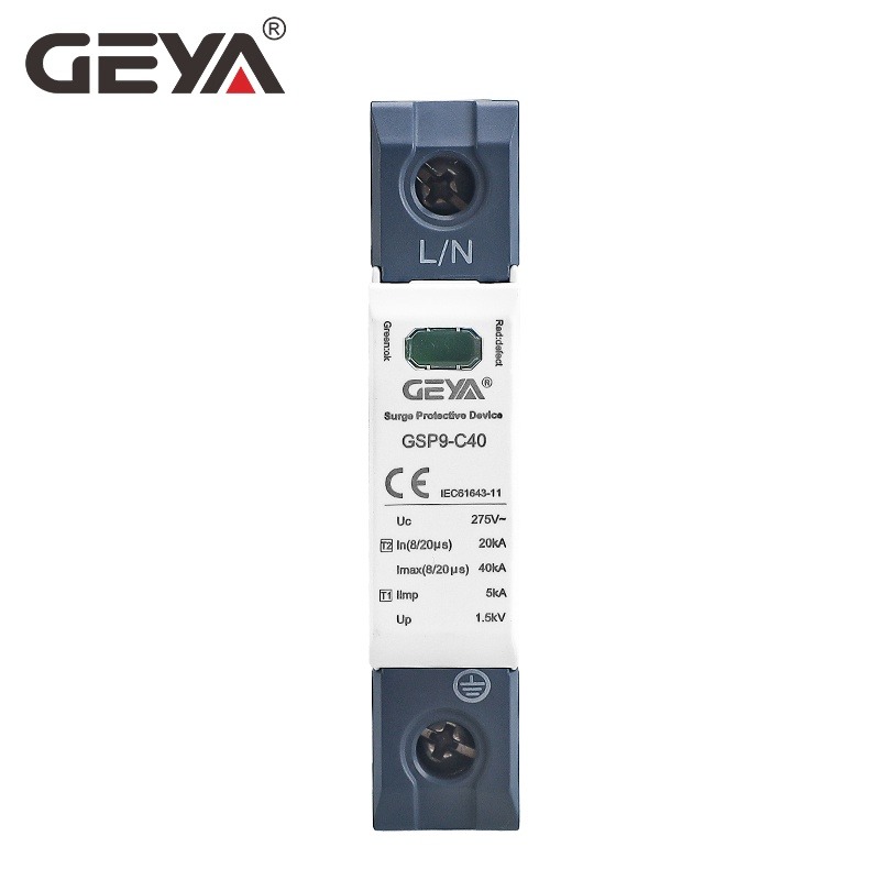 GEYA GSP9 1Pole Surge Protector 20KA-40KA SPD AC275V AC385V 400V 440V SPD House Surge Protector ...