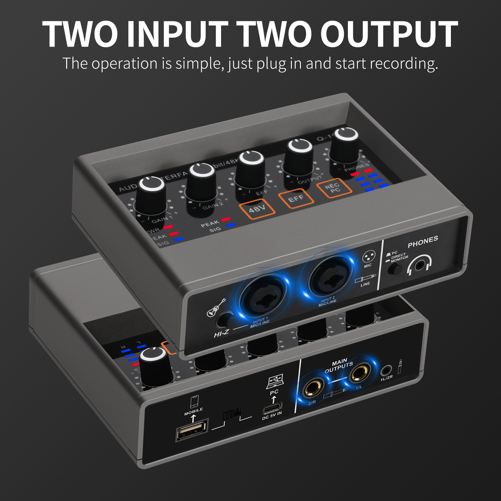 XTUGA Q-16 Professional Audio Interface USB Recording Sound Card with ...