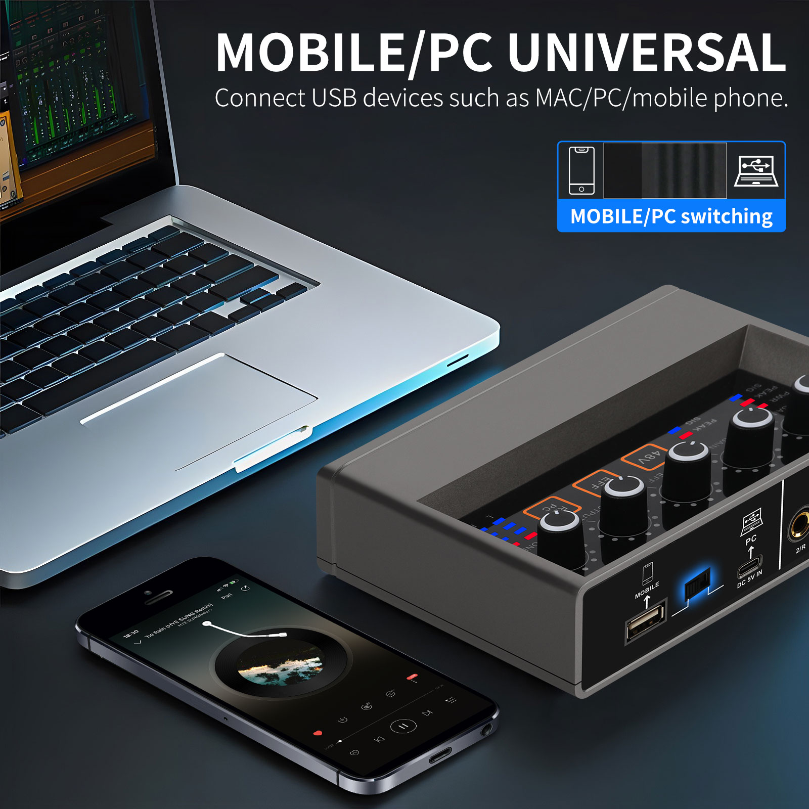 XTUGA Q-16 Professional Audio Interface USB Recording Sound Card with ...