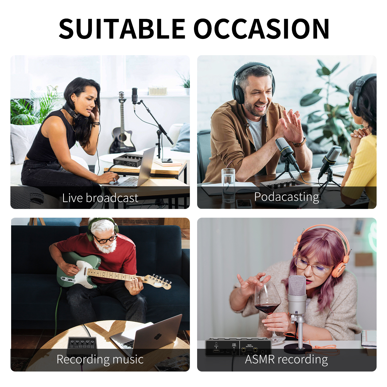 XTUGA Q-16 Professional Audio Interface USB Recording Sound Card with ...