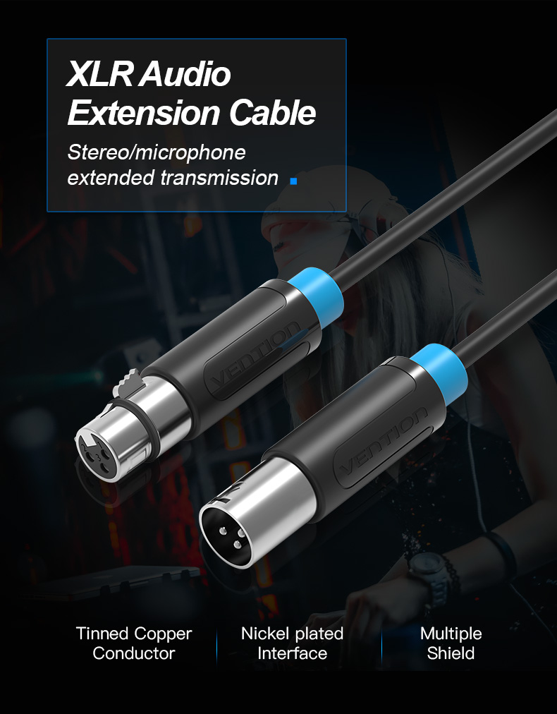 Vention 3-Pin XLR Cable, Balanced Male to Female Microphone Cable for ...
