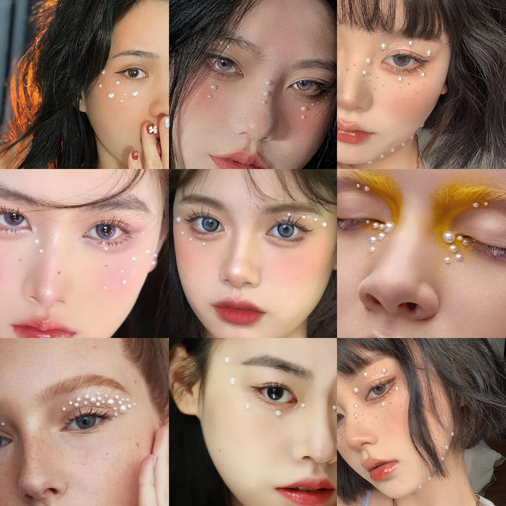Colorful Face Jewels Pearl Sticker/ Party Festival Makeup Self Adhesive ...