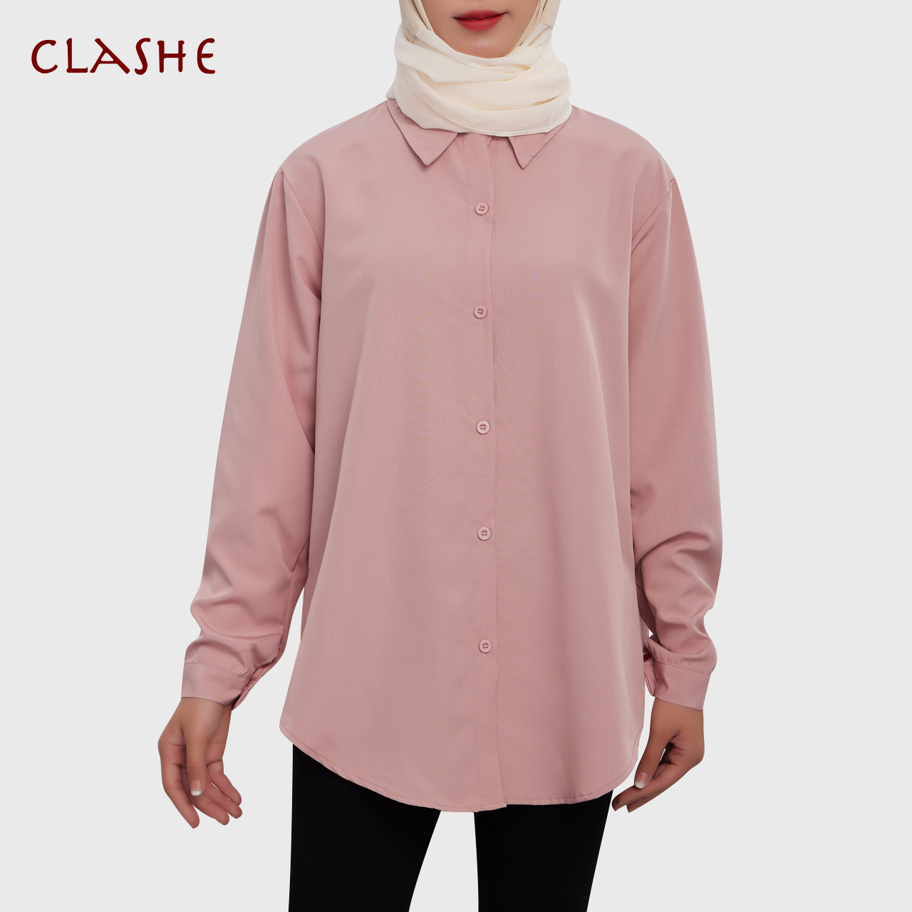 Clashe Blouse Women Lapel Collar Long Sleeved Baju Kemeja Wanita Mid ...