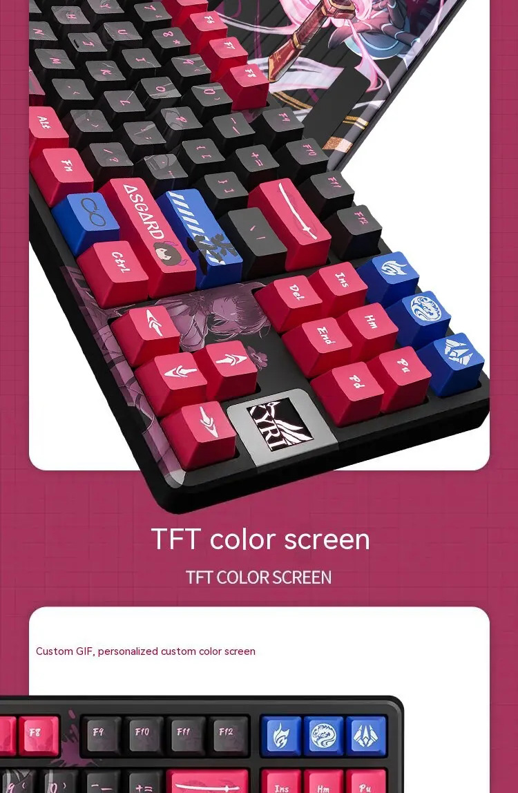 VALKYRIE VK87 Mechanical Keyboard 87 Keys Hot Swap TFT Color Screen ...