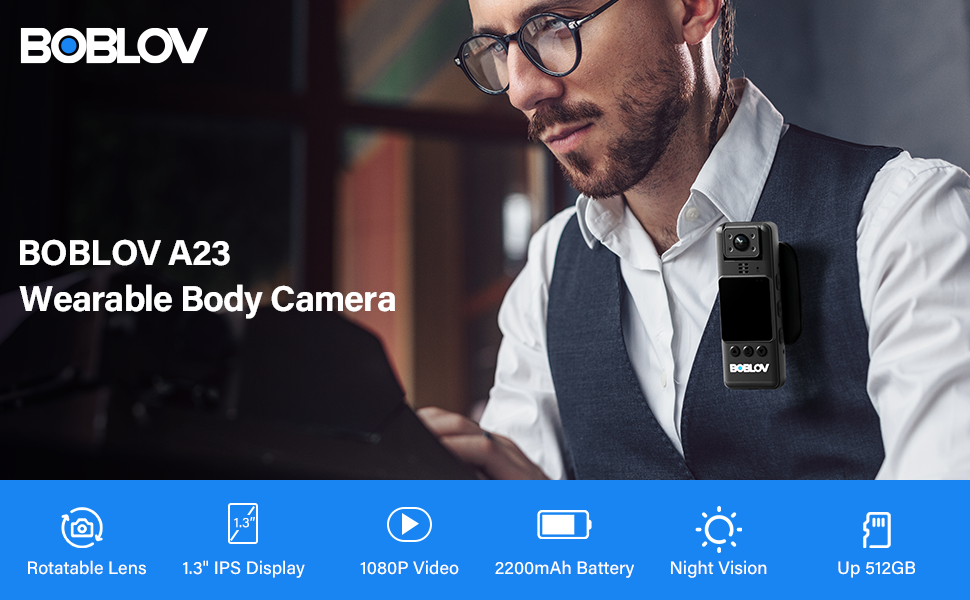 BOBLOV A23 Body Mini Action Poice Camera HD 1080P 128GB 2200MAH Night ...