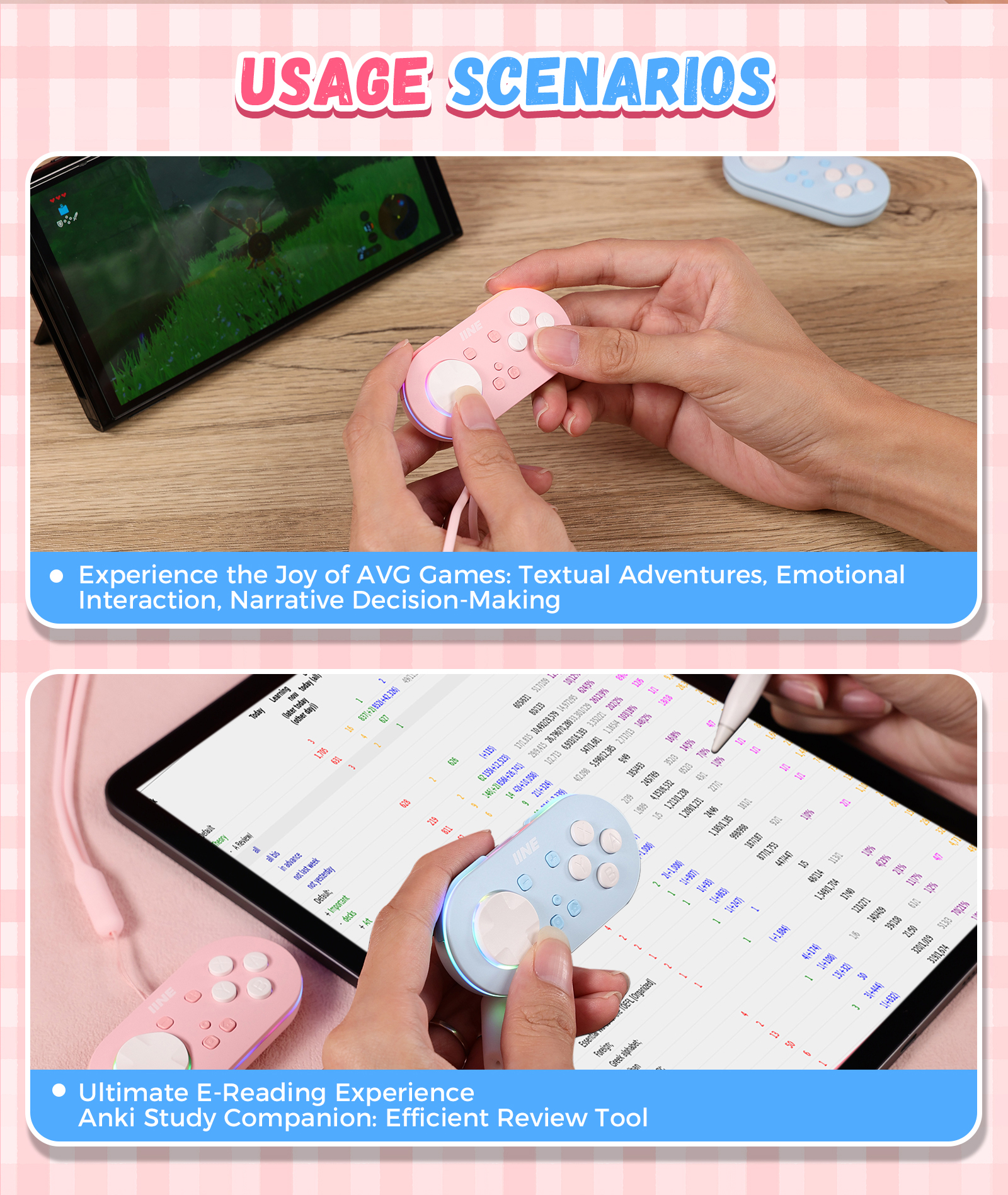 IINE Pocket Game Controller Auto-Fire Function RGB Lighting Mini ...