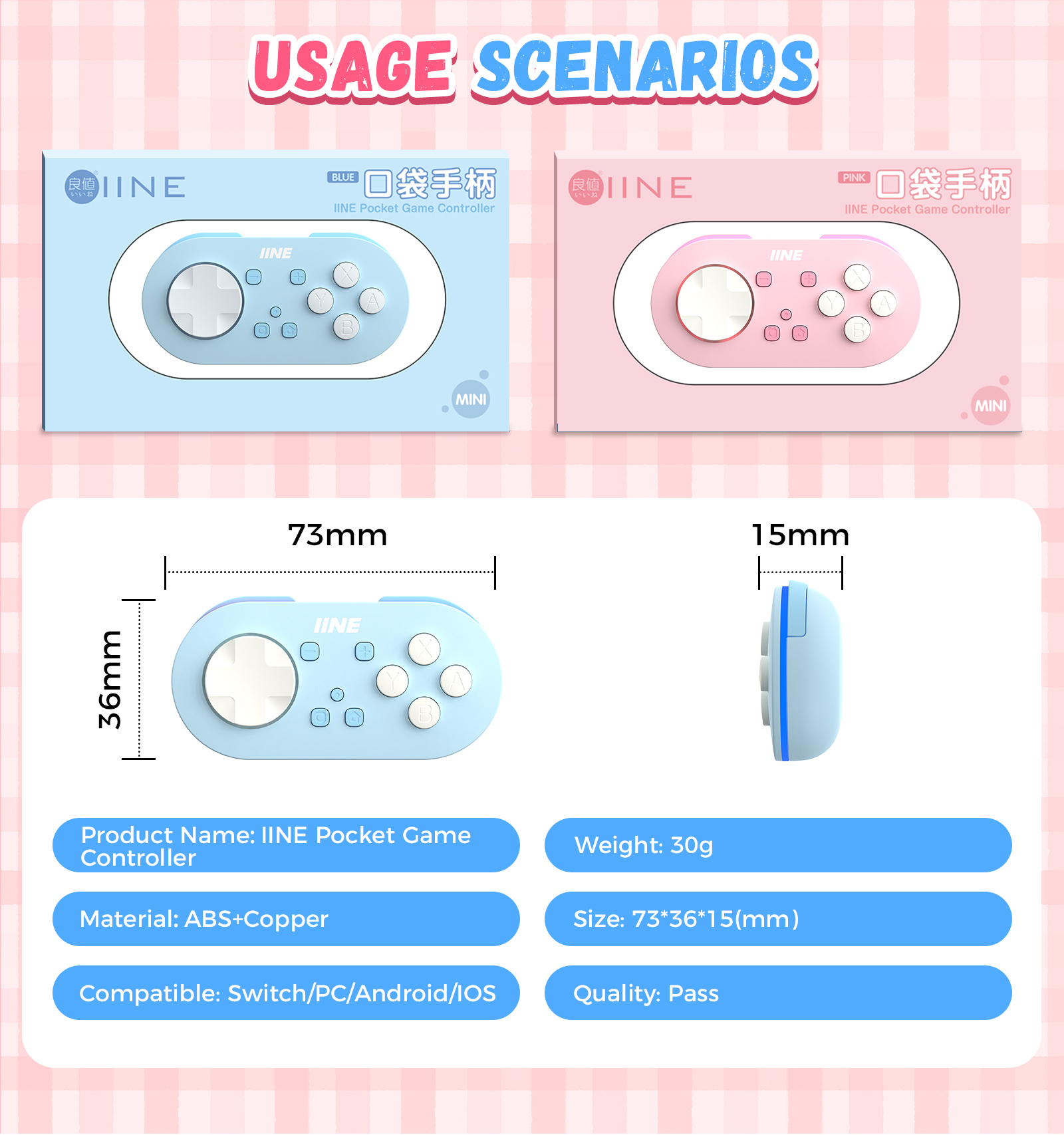 IINE Pocket Game Controller Auto-Fire Function RGB Lighting Mini ...