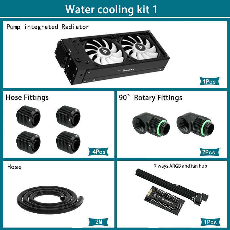 BARROW Water Cooling kit 240mm 360mm Radiator+17W PWM Pump+Fan+Hose ...
