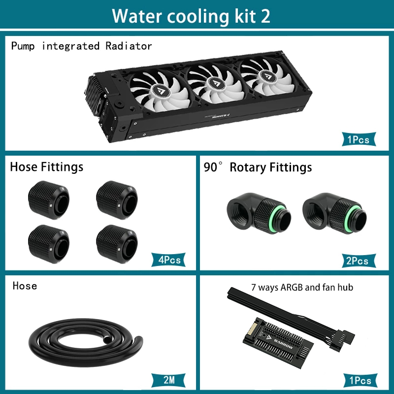 BARROW Water Cooling kit 240mm 360mm Radiator+17W PWM Pump+Fan+Hose ...