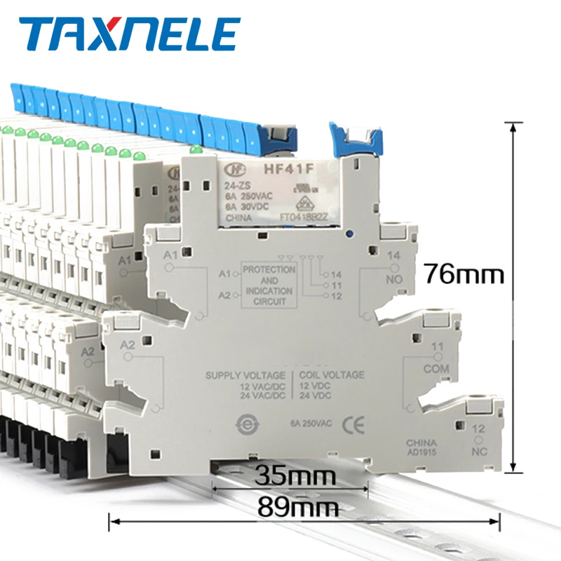 DIN RAIL HF41F 12V 24V Integrated PCB Mount Power Relay With Relay ...