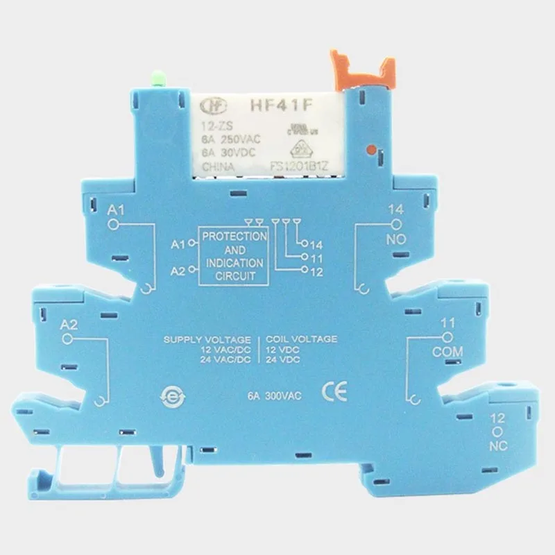 DIN RAIL HF41F 12V 24V Integrated PCB Mount Power Relay With Relay ...