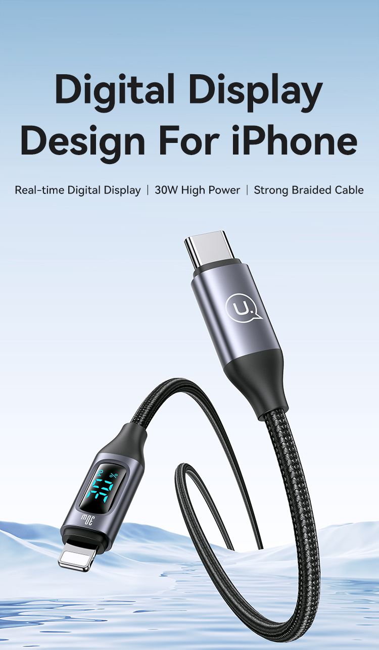 USAMS 30W USB C Cable Digital Display Of Battery Type C - IP PD Fast ...