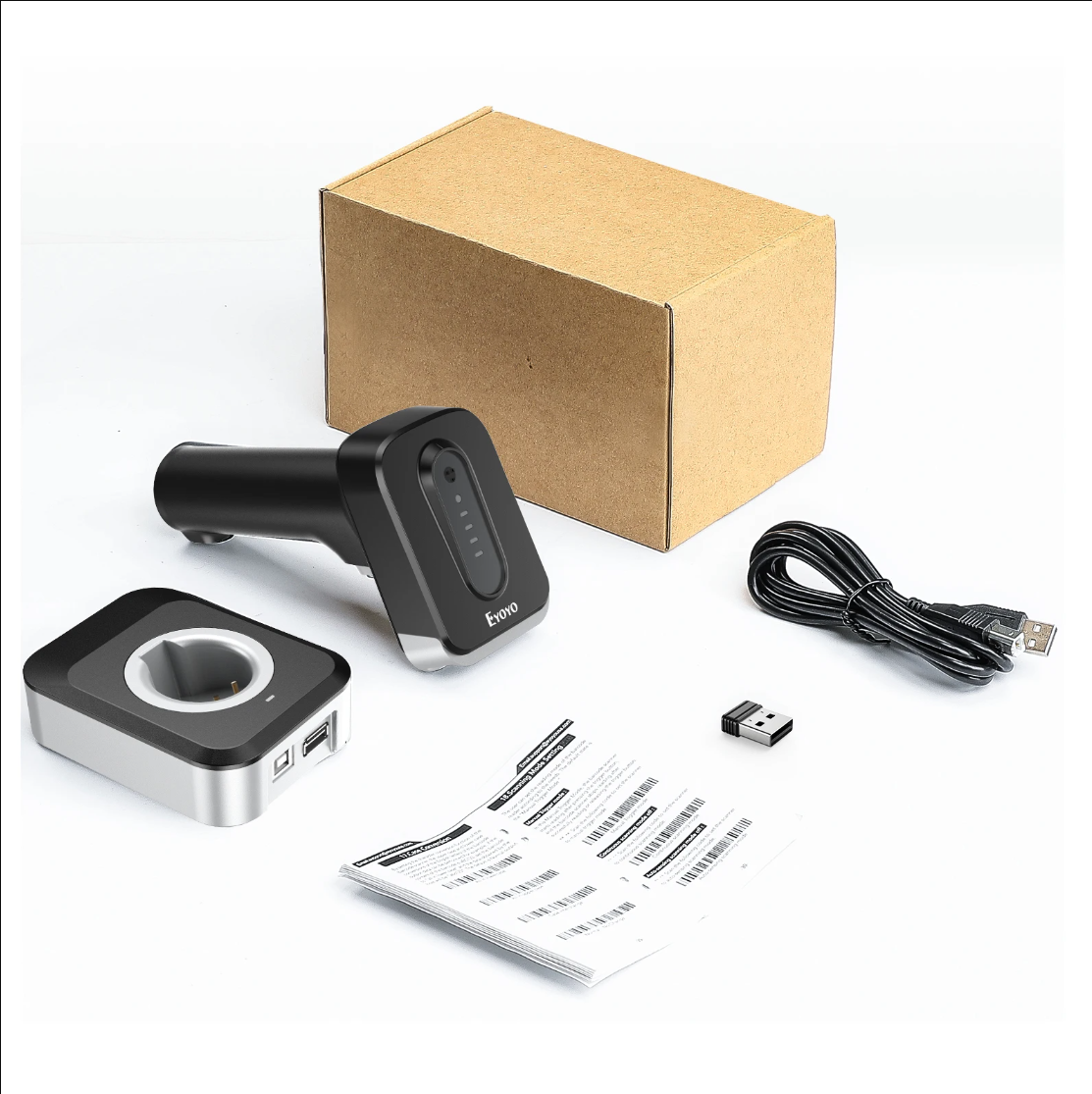 EYOYO 1D 2D Barcode Scanner 3in1 Via Bluetooth 2.4G Wireless USB Wired ...