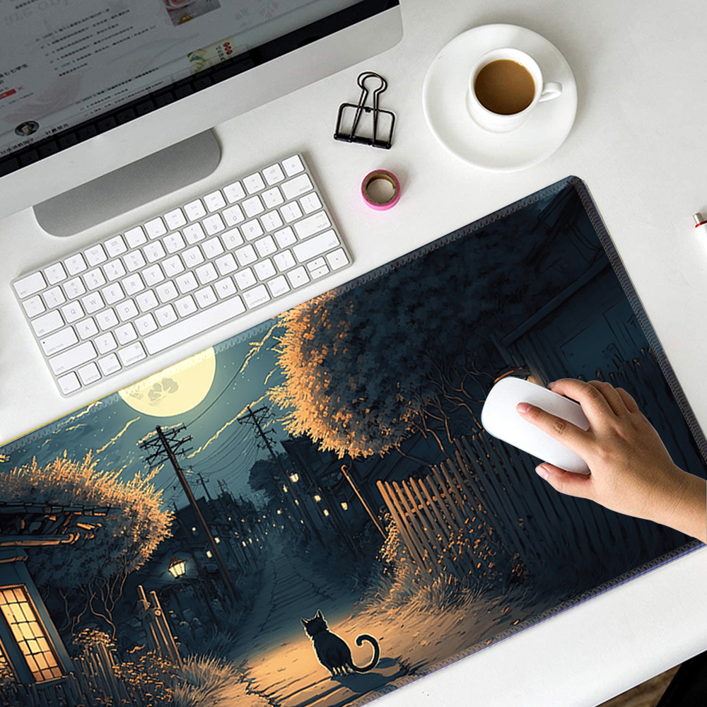 Cats Mousepad Extended Mousepad Large Gaming Mousepad Stitched Edge ...