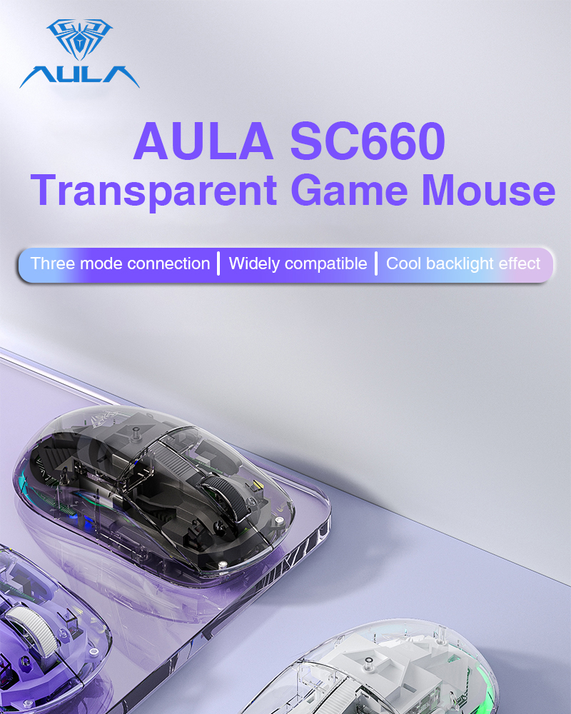 AULA SC660 Tri-Mode Game Mouse Wireless 2.4G/bluetooth/wired Backlight ...