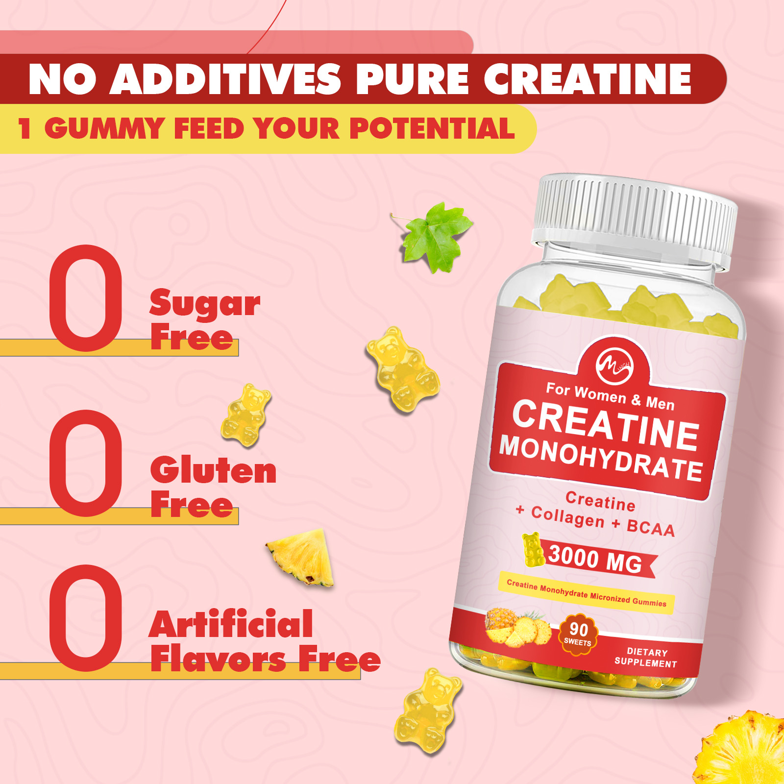 Minch Creatine Monohydrate Gummies With Collagen BBCA 3000mg Instant ...