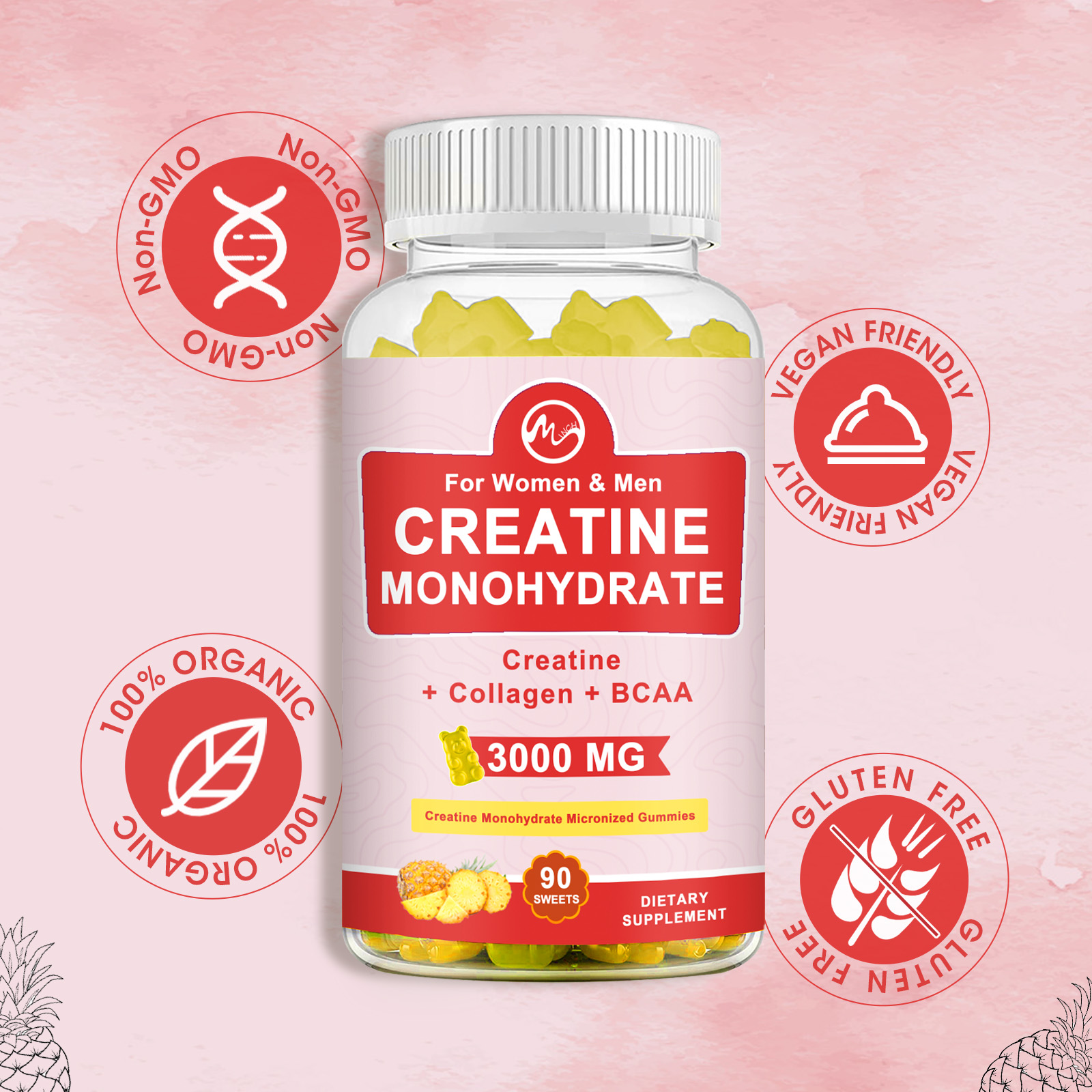 Minch Creatine Monohydrate Gummies With Collagen BBCA 3000mg Instant ...