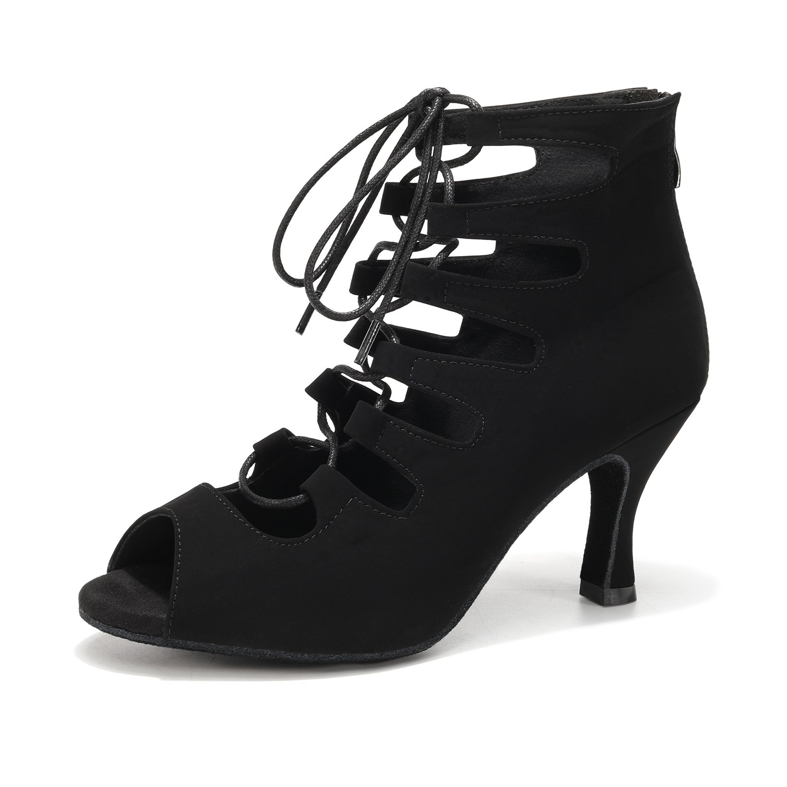 Black Red Latin Dance Shoes for Women Ladies Salsa Tango Modern ...