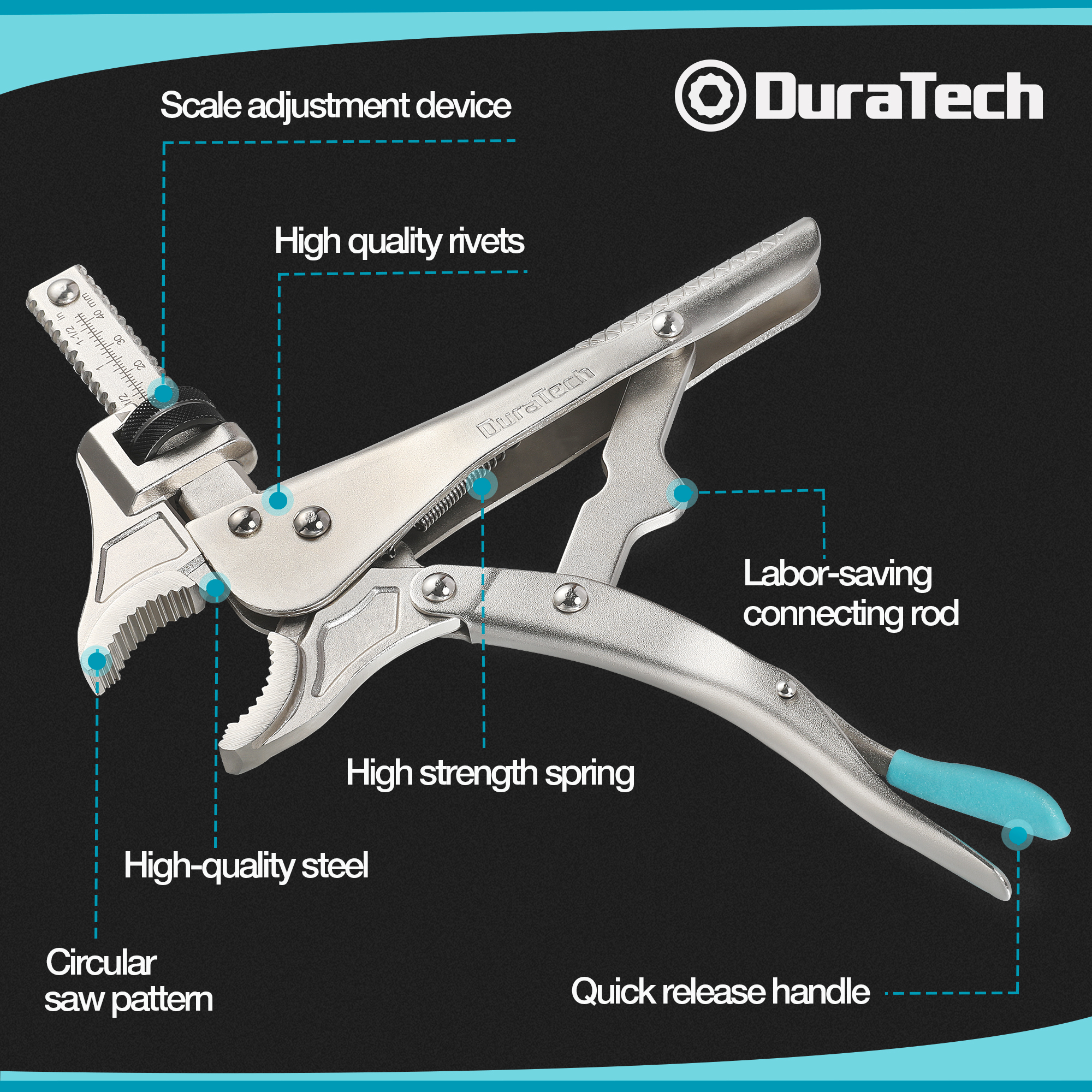 DURATECH 7-Inch Locking Pliers Premium Cr-V Construction Curved Jaw ...