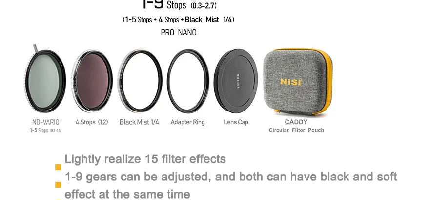Nisi Swift System Adsorbable Round Filter Set Adjustable ND1-5 5-9 1-9 ...