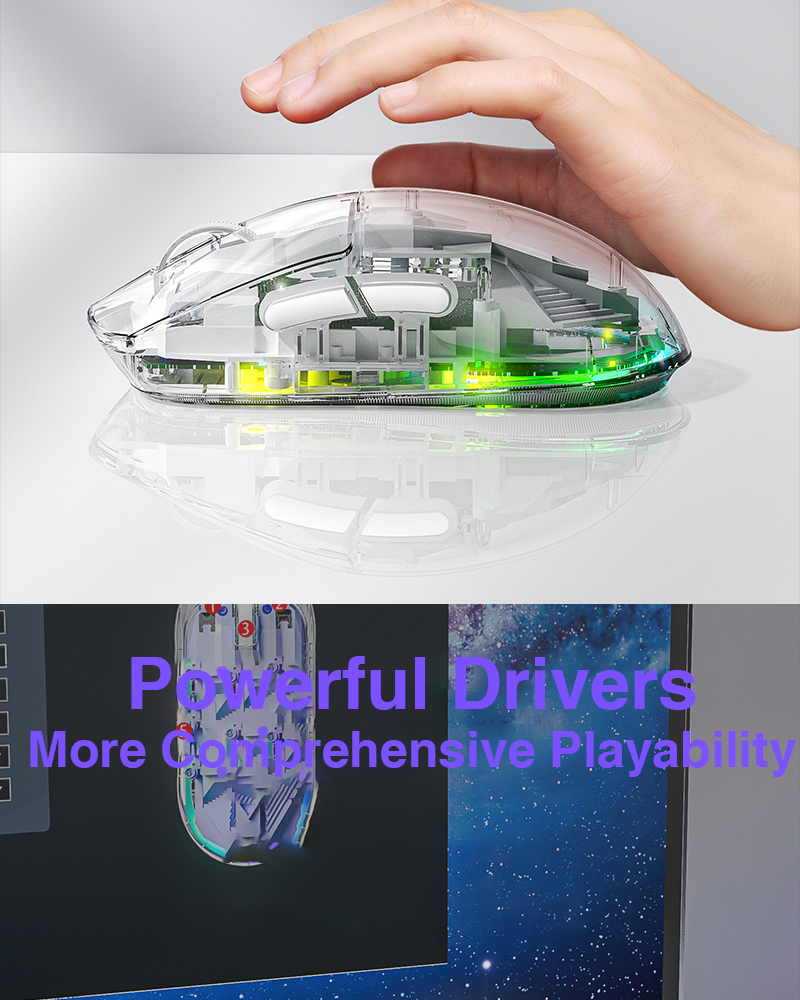 AULA SC660 Tri-Mode Game Mouse Wireless 2.4G/bluetooth/wired Backlight ...
