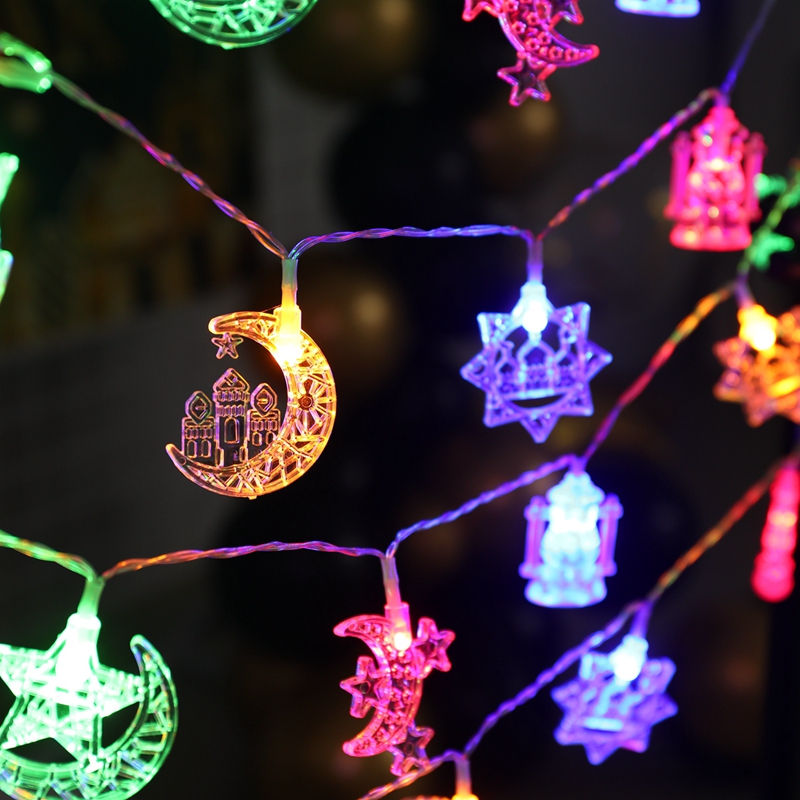 1.5M 10LED Ramadan String Lights Warm White Moon Star Castle Lantern ...