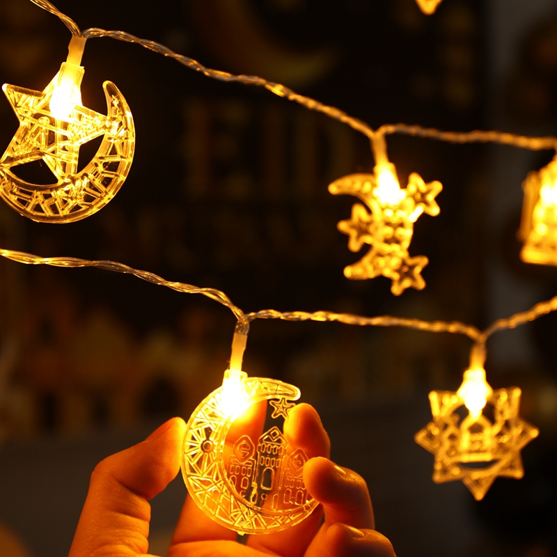 1.5M 10LED Ramadan String Lights Warm White Moon Star Castle Lantern ...